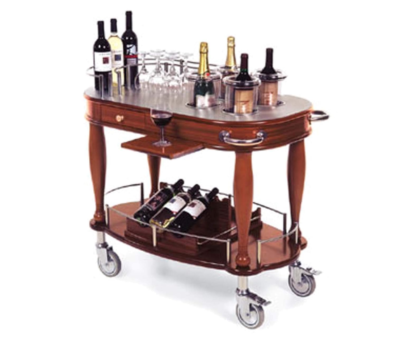 Amazon.com: Lakeside Bordeaux Wood Veneer Wine/Liquor Serving Cart, 21 ...