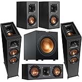 Amazon.com: Klipsch Reference R-26FA 5.1 Home Theater Pack, Brushed Black Polymer Veneer ...