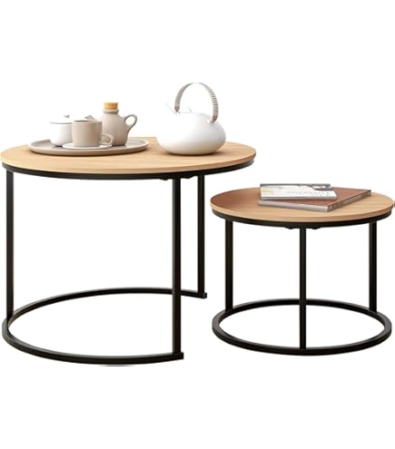 Cabana Chic Nesting Side Tables Set Of 2 - Round Brown Patio Tables ...