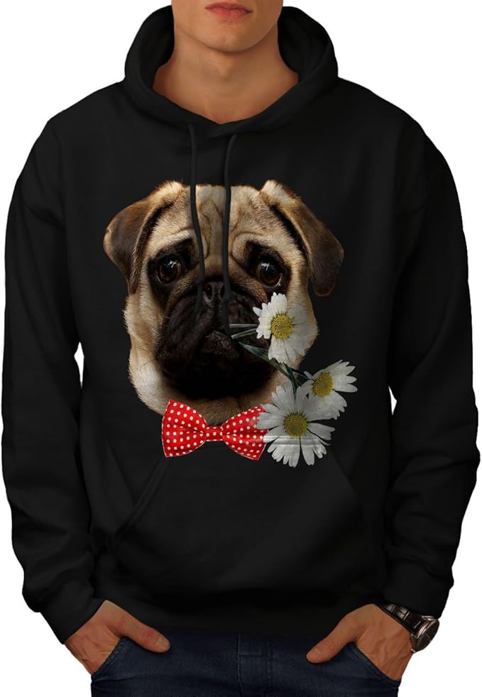 Amazon.com: wellcoda Pug Puppy Admirer Mens Hoodie, Date Hooded ...