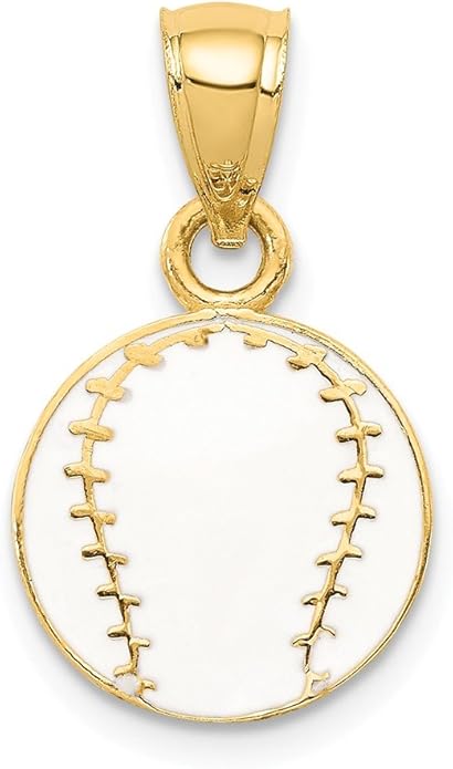 Amazon.com: Solid 14k Yellow Gold Enameled Baseball Pendant Charm ...