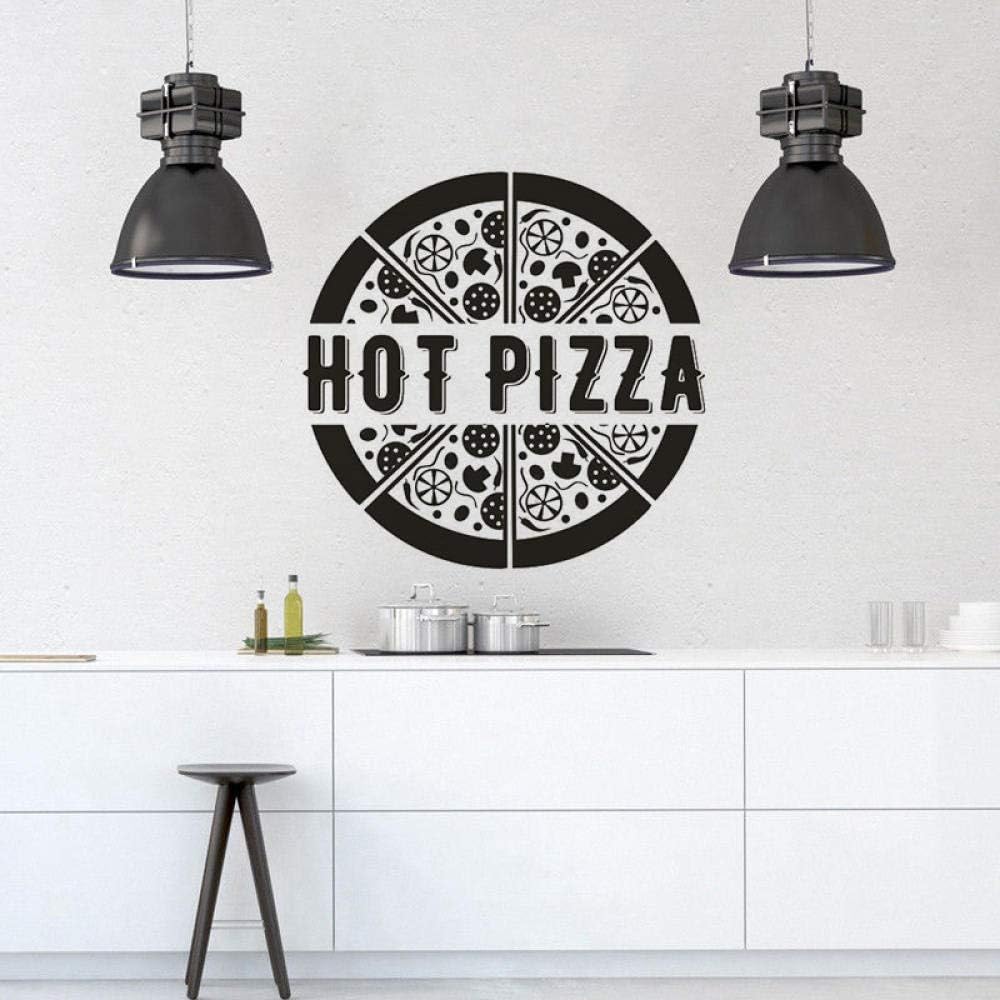 Hot Pizza Logo Wall Sticker Food Window Poster Kitchen Pizzeria Vinyl ...
