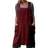 Amazon.com: YESDOO Cotton Linen Apron Cross Back Apron for Women with ...