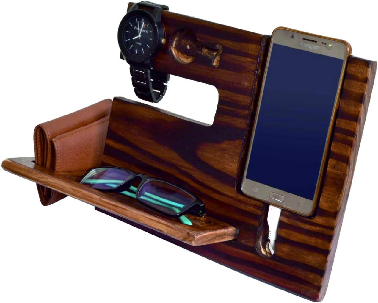 Willart Wooden Phone Docking Station, Ash Desk Organizer with Phone ...