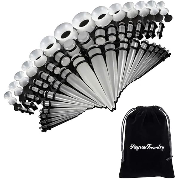 Ear Piercing 50 Piece Ear Stretching Kit 14G To 00G - Acrylic Tapers ...