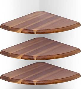 Amazon.com: GinSent Corner Wall Shelf Set of 3,Acacia Wood Corner Shelf ...