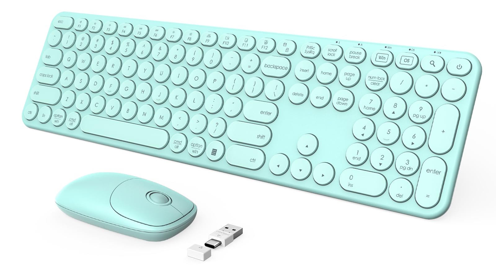 seenda Wireless Keyboard and Mouse, USB & Type C 2-in-1 Receiver, SK73 ...