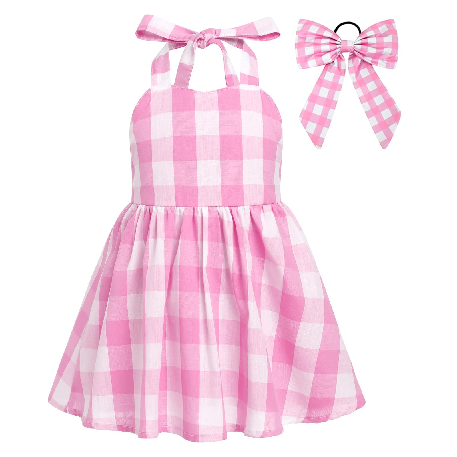 IMEKIS Pink Checkered Dress for Girls: Vintage 1950s Pink Plaid ...