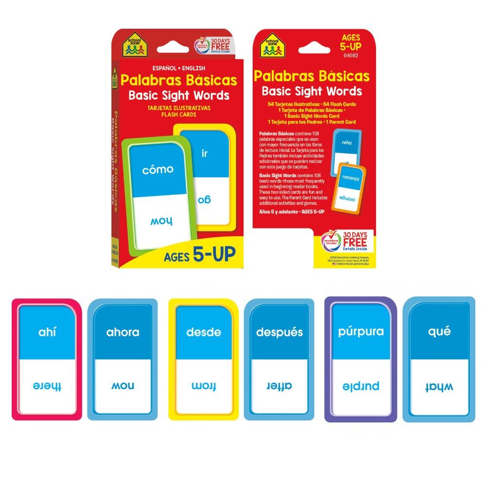 Mua School Zone Preschool Spanish Bilingual 4-Pack Flash Cards: 224 ...