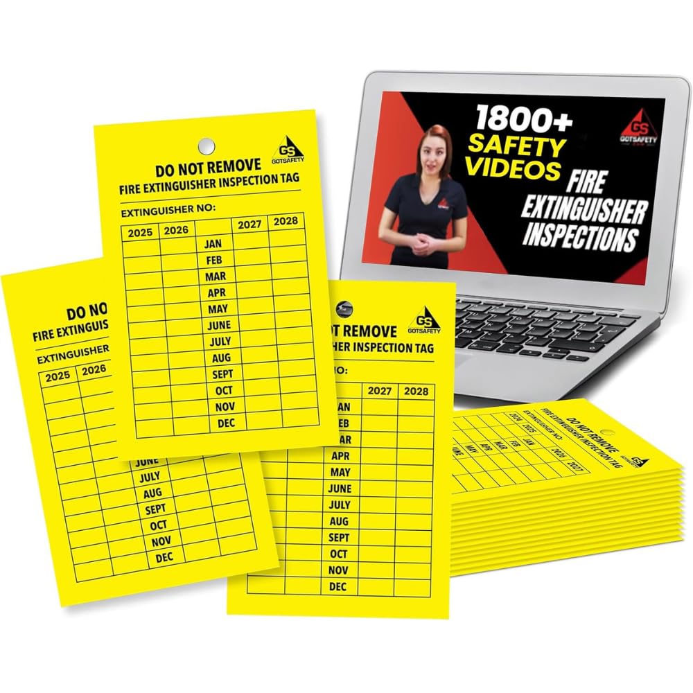 4 Year Fire Extinguisher Inspection Tags - [25 Pack] [2025-2028] Monthly Fire Extinguisher Tags ...