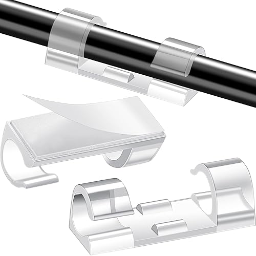 100 Pieces Self-Adhesive Cable Clips Finisher Wire Clamp Sticky Clear ...