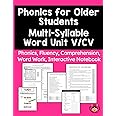 Phonics Workbook for Older Students Multi-Syllable Word Unit V/CV ...