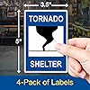 ComplianceSigns.com Tornado Shelter Label Decal, 5x3.5 in. 4-Pack Vinyl ...