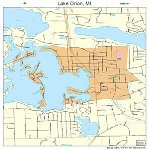 Amazon.com: Large Street & Road Map of Lake Orion, Michigan MI ...