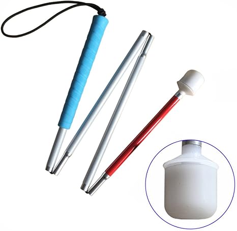 Aluminio Baston Blanco para Ciegos y Baja Vision Plegable, 4 Secciones ...