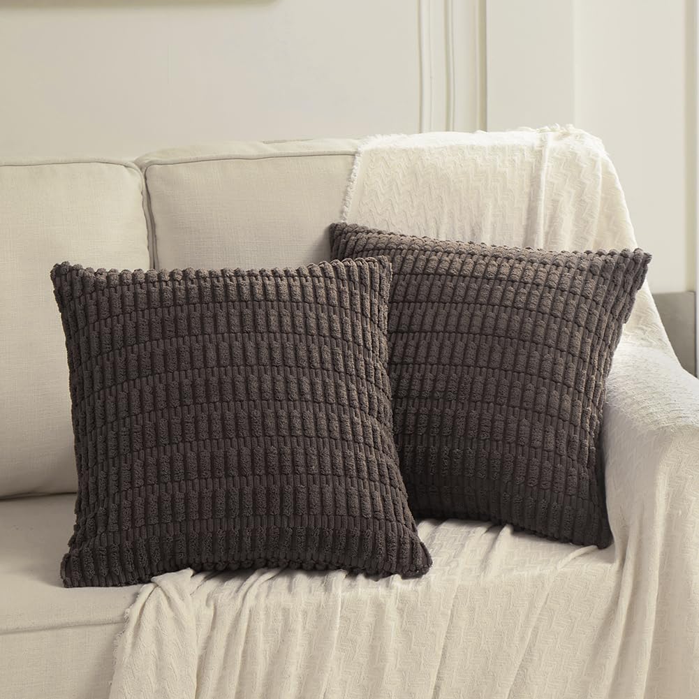 Fancy Homi 2 Packs Dark Brown Decorative Throw Pillow Covers 26x26 Inch ...