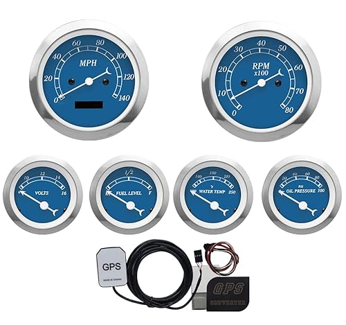 MOTOR METER RACING Classic 6 Gauge Set with GPS Electrical Speedometer ...