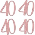 Amazon.com: Rose Gold 40 Cut-Out Numbers, 40th Glitter Birthday Party ...