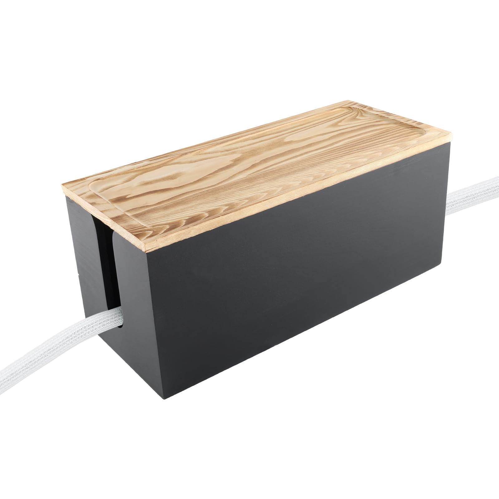 Gdfjiy Cable Management Box, Wood Cable Organizer, 2 Open Slots Cord ...