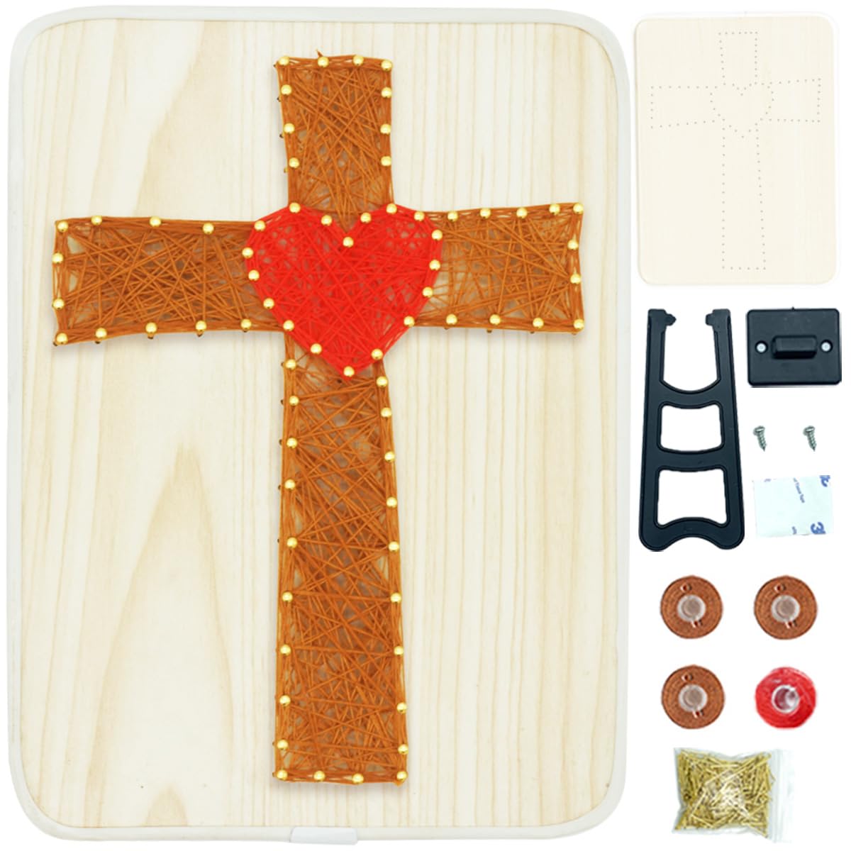 BAZIMA DIY String Art Kit for Beginner, DIY Heart-Shaped Cross Craft ...