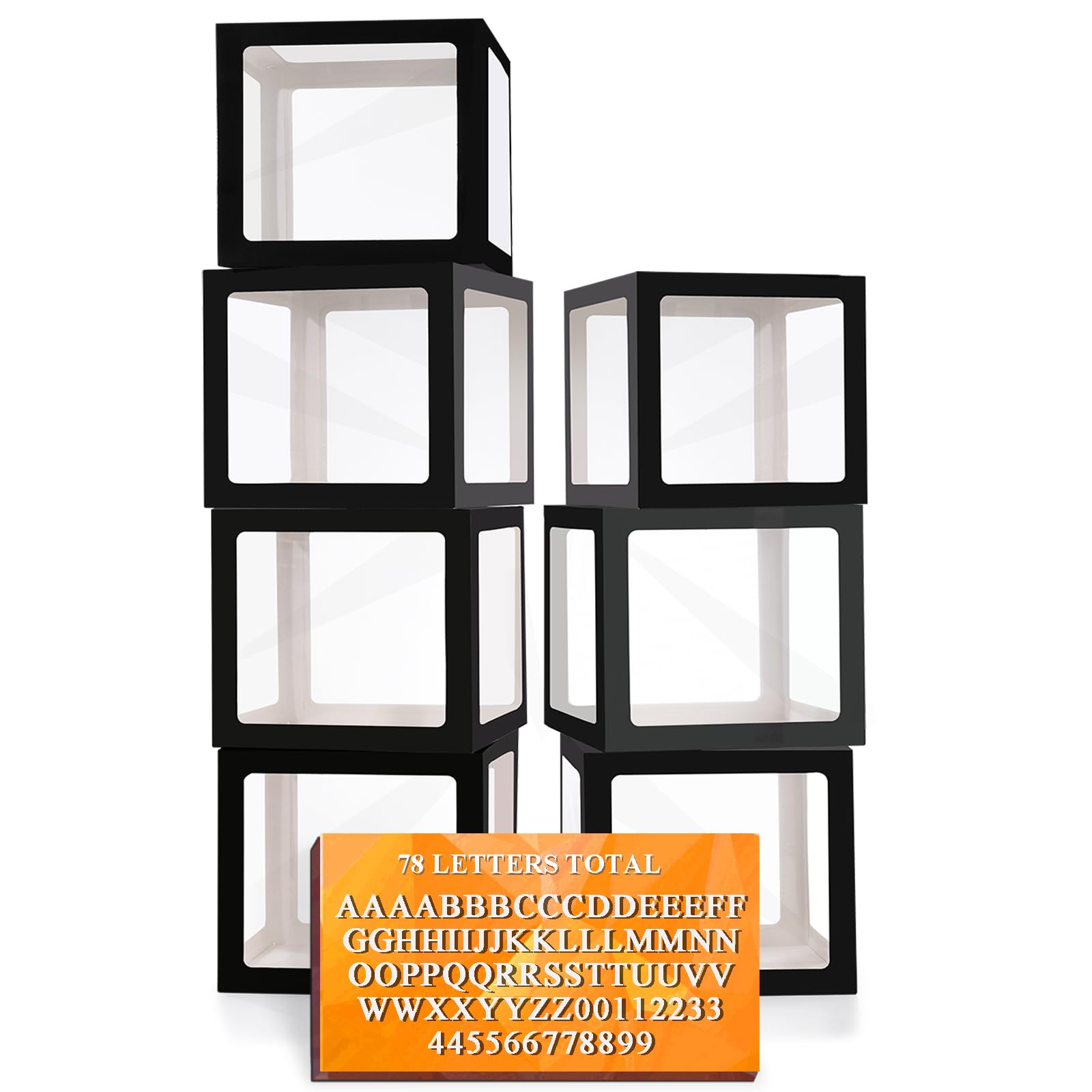 Ledido Black Transparent Balloon Boxes With 78 Letters, Letter Box for ...