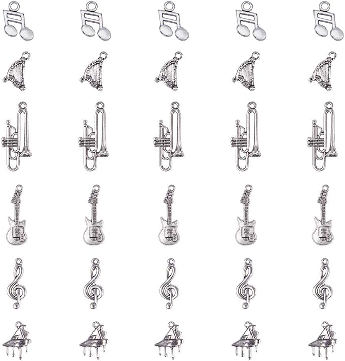 Amazon.com: PH PandaHall 30pcs 6 Styles Musical Instruments Charms ...