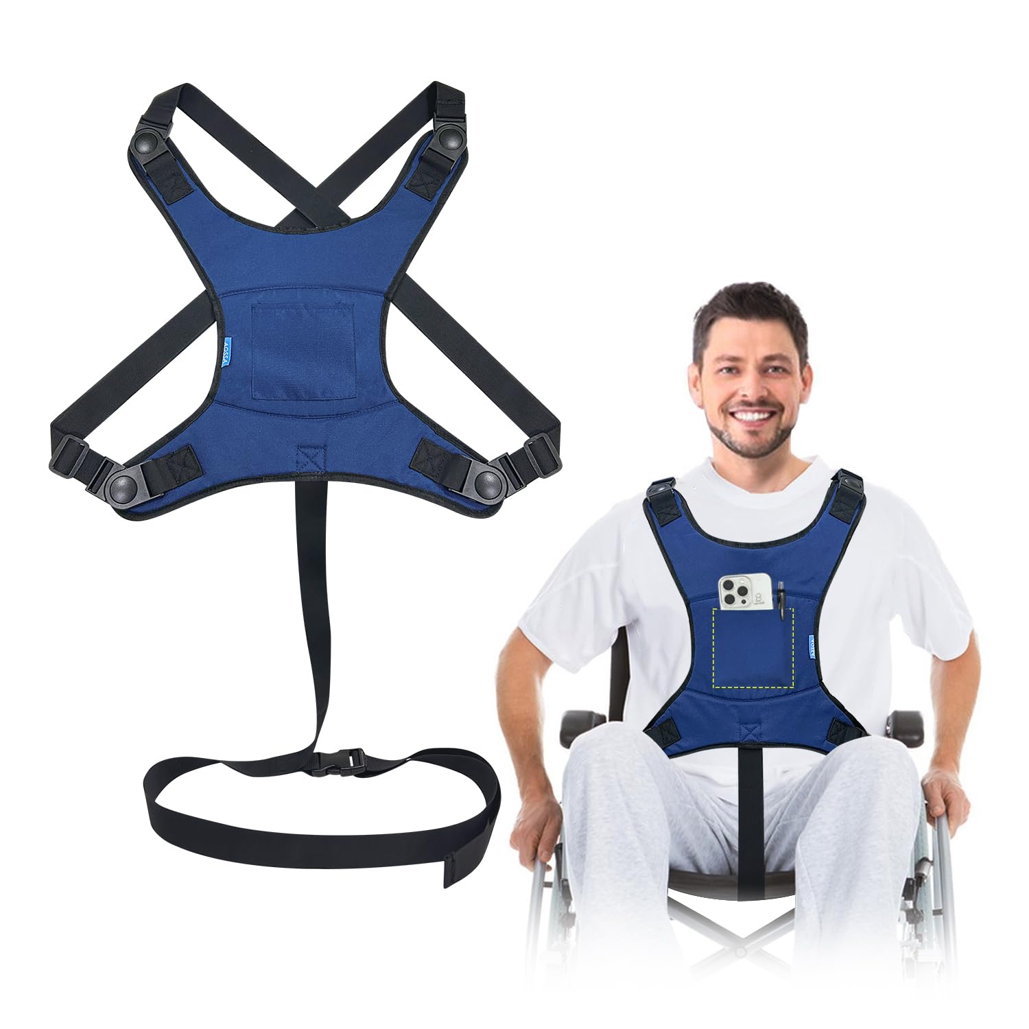 AOSSA Wheelchair Harness, Safety Belt for Elderly Fall Prevention ...