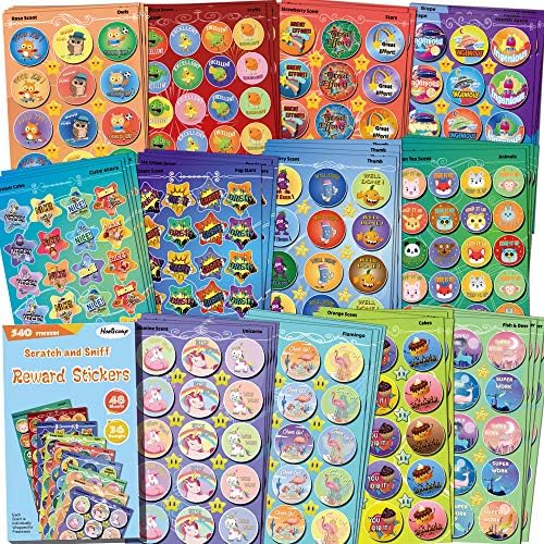 HORIECHALY Smelly Stickers for Kids - 48 Sheets Reward Stinky Stickers