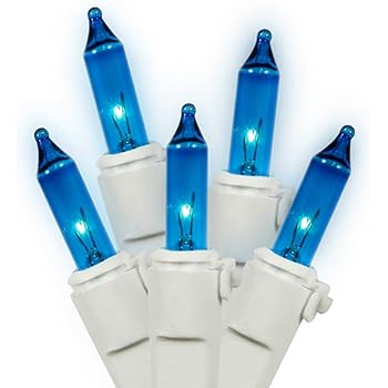 Amazon.com : Set of 35 Blue Mini Christmas Lights - White Wire : String ...