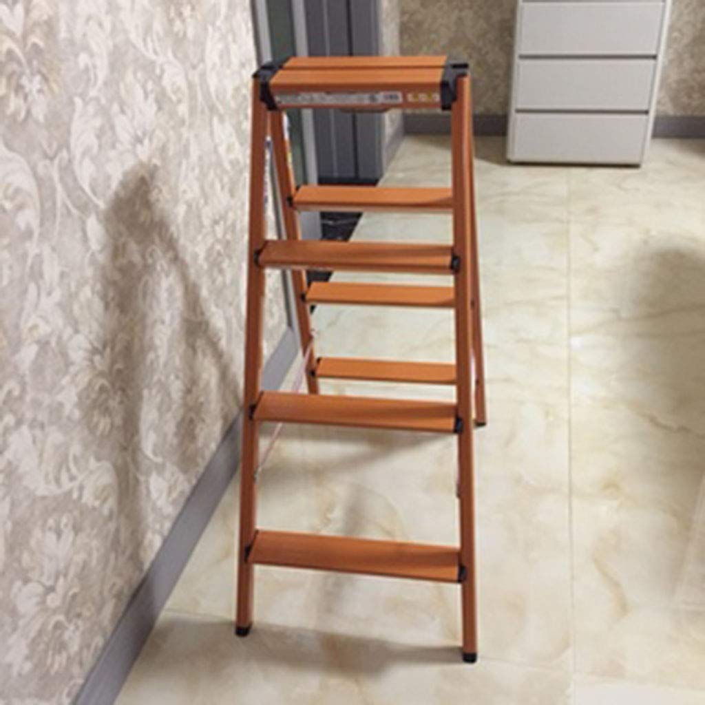 Color : ORANGE, Size : 450 * 745 * 955MM Metal Four Step Ladder Folding ...