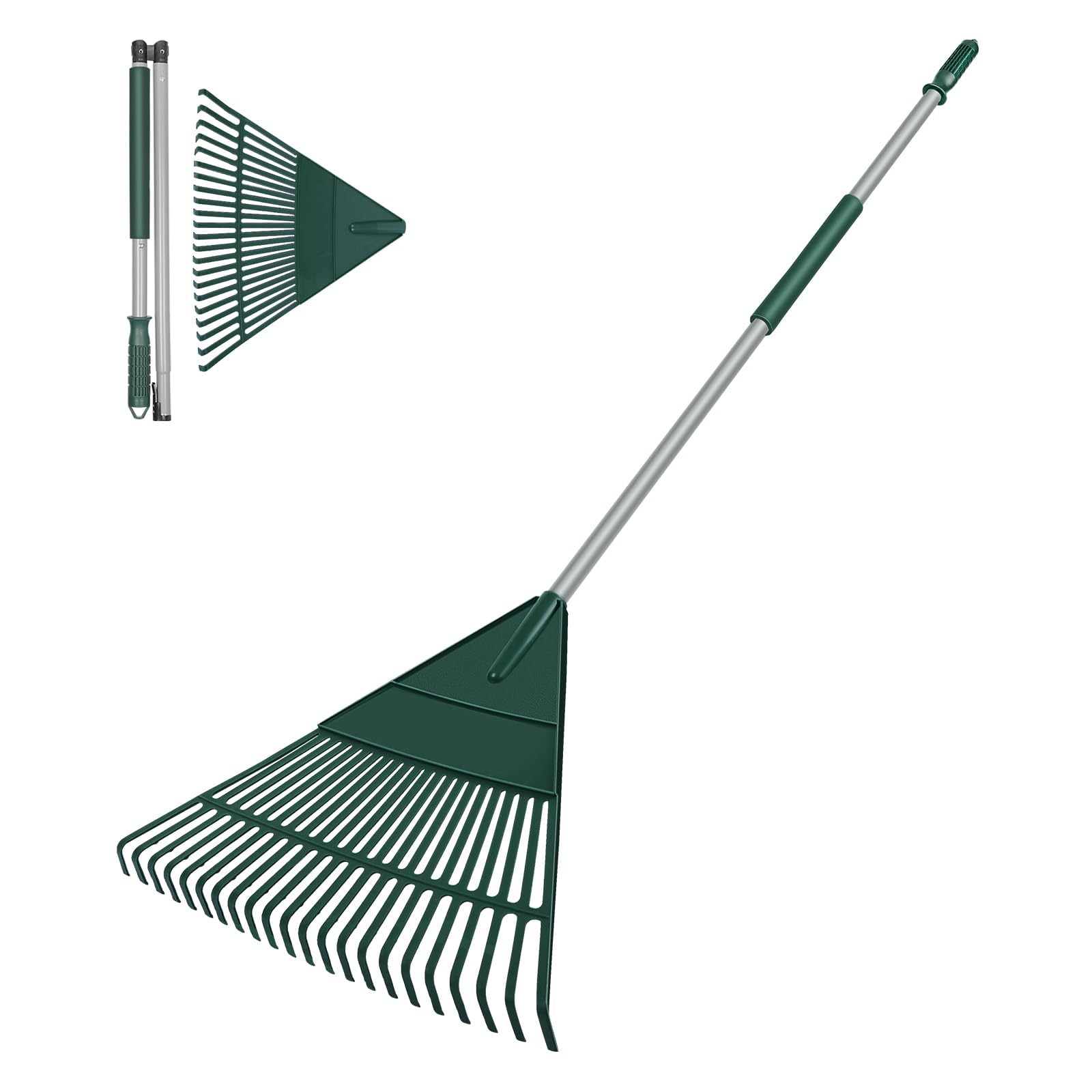 Garden Leaf Rake, 60" Garden Rakes with Foldable Lightweight Steel ...