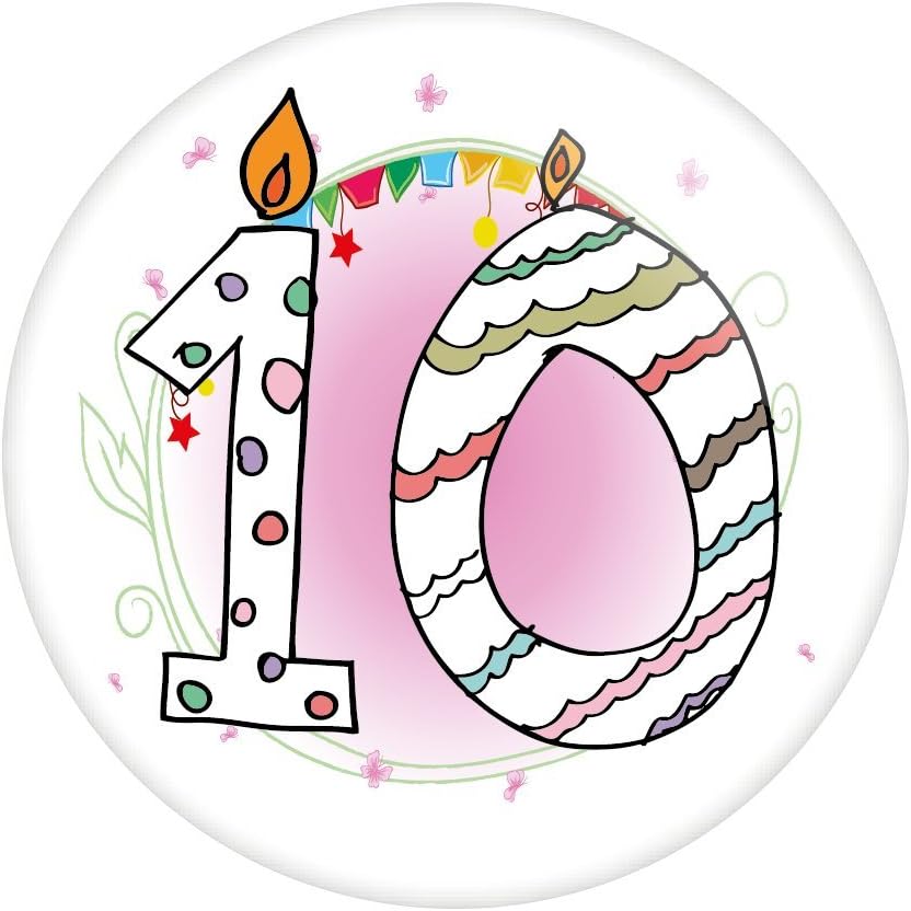 10th Birthday Badge with Candle Numbers and Pink Background available ...