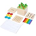 Amazon.com: 4 in 1 Montessori Play Kit Box - Cotton Swab Board, Coin ...