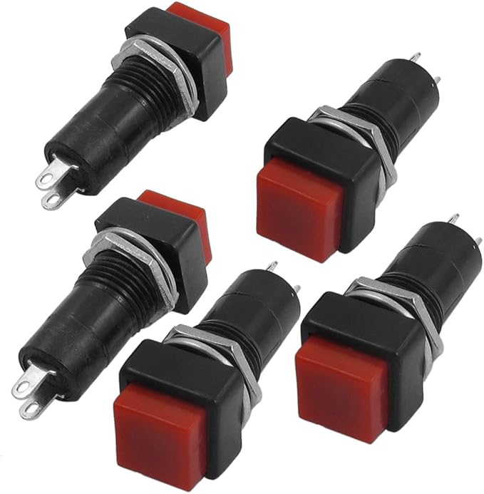 IIVVERR 5 Pcs AC 250V/3A Normally Open SPST Latching Push Button Switch ...