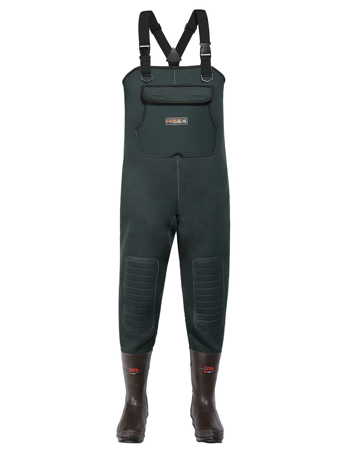 HISEA Neoprene Fishing Chest Waders for Men with Boots Cleated Bootfoot ...