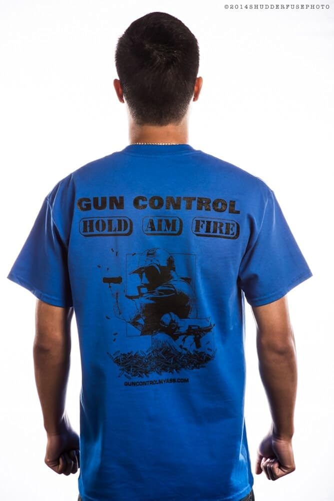 Gun Shirt Men Guncontrol Hold Aim Fire Man w/Pistol & Ar-15 T Shirt ...