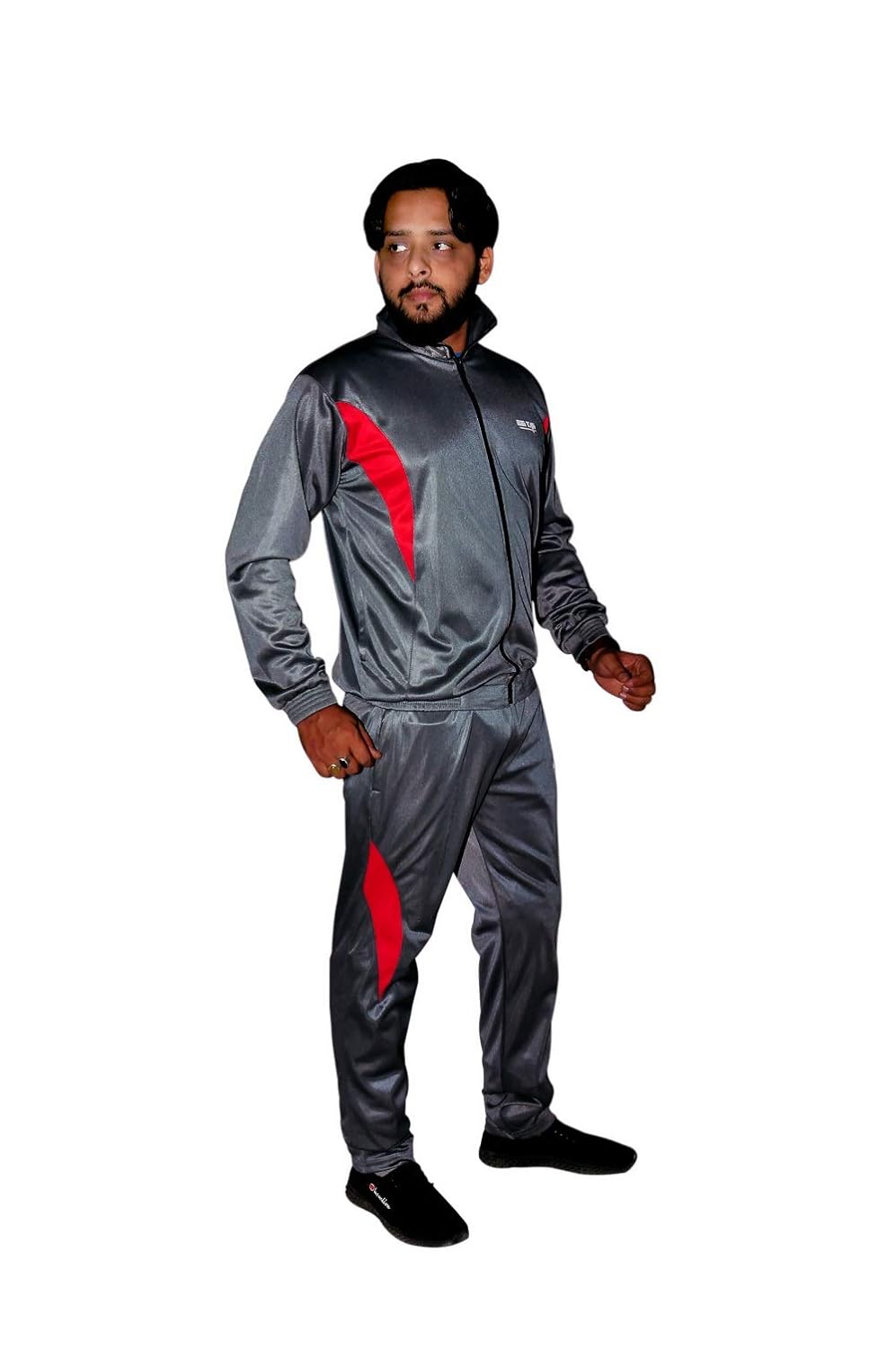 Buy Big TAG Quality Super Poly Tracksuit Grey/Red at Amazon.in