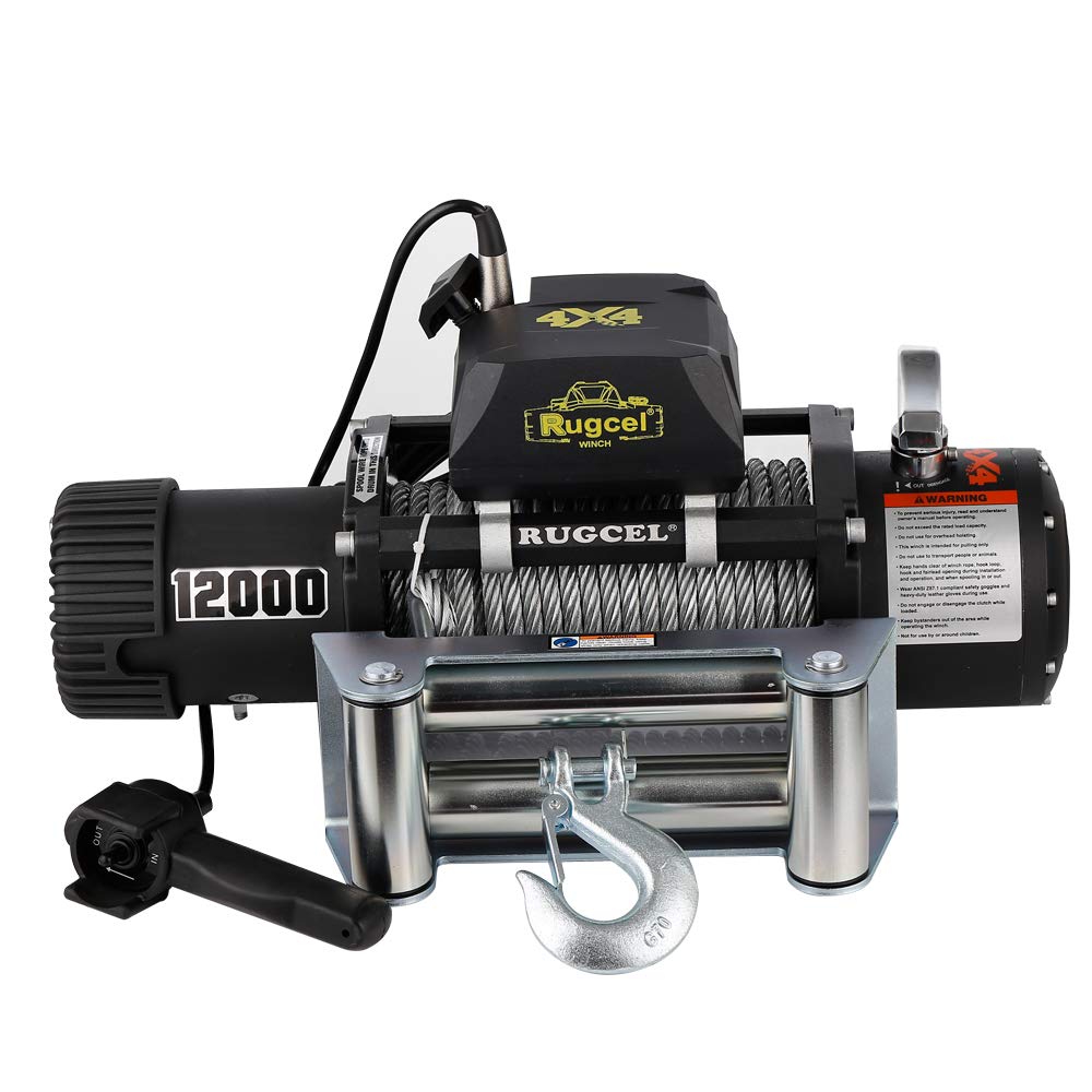 12000 lb Wire Rope RUGCEL WINCH Steel Cable Electric Winch 12000 lb Load Capacity tillescenter ...