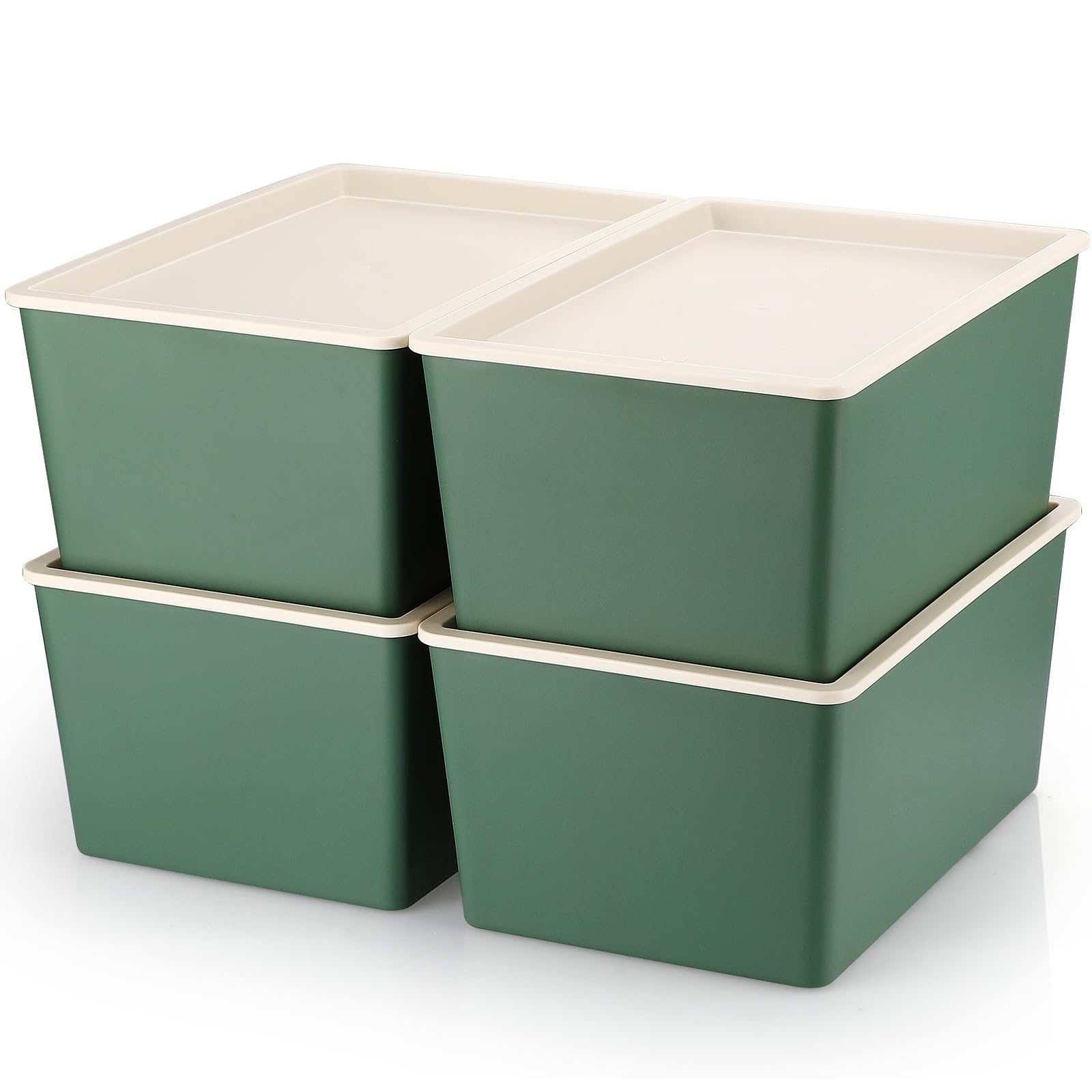 Menkxi 4 Pcs Storage Bins with Lids Plastic Storage Containers ...