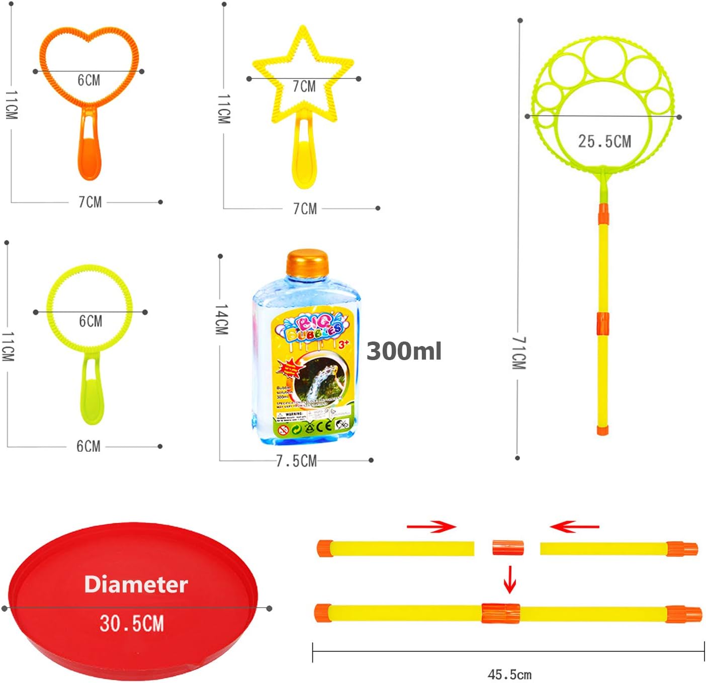 EPCHOO Giant Bubble Wands Set, Colorful Big Bubble Wands Kit Bubble ...
