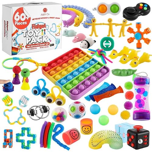 Fidget Toys Pack – 63 Pcs Sensory Fidget Toy Pack with Pop It – Sensory ...