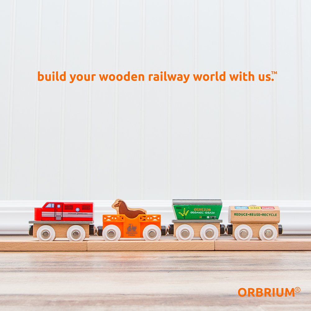Orbrium Toys 12 (18 Pcs) Wooden Engines & Train Cars Collection with ...