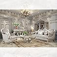Amazon.com: Homey Design HD-2662 3Pc Sofa Set Metallic Silver Finish ...