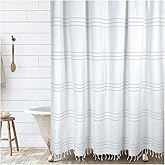 Amazon.com: HALL & PERRY Modern Farmhouse Tassel Shower Curtain 100% Cotton Striped Fabric ...