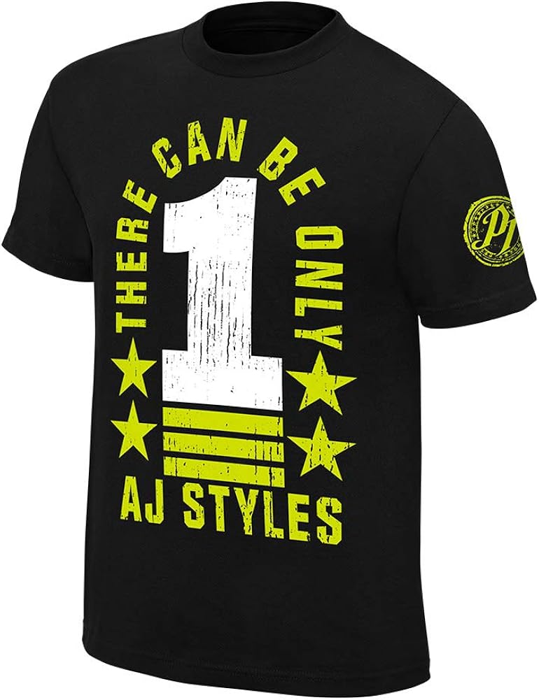 WWE AJ Styles There Can Be Only 1 AJ Authentic T-Shirt, XL: Amazon.co ...
