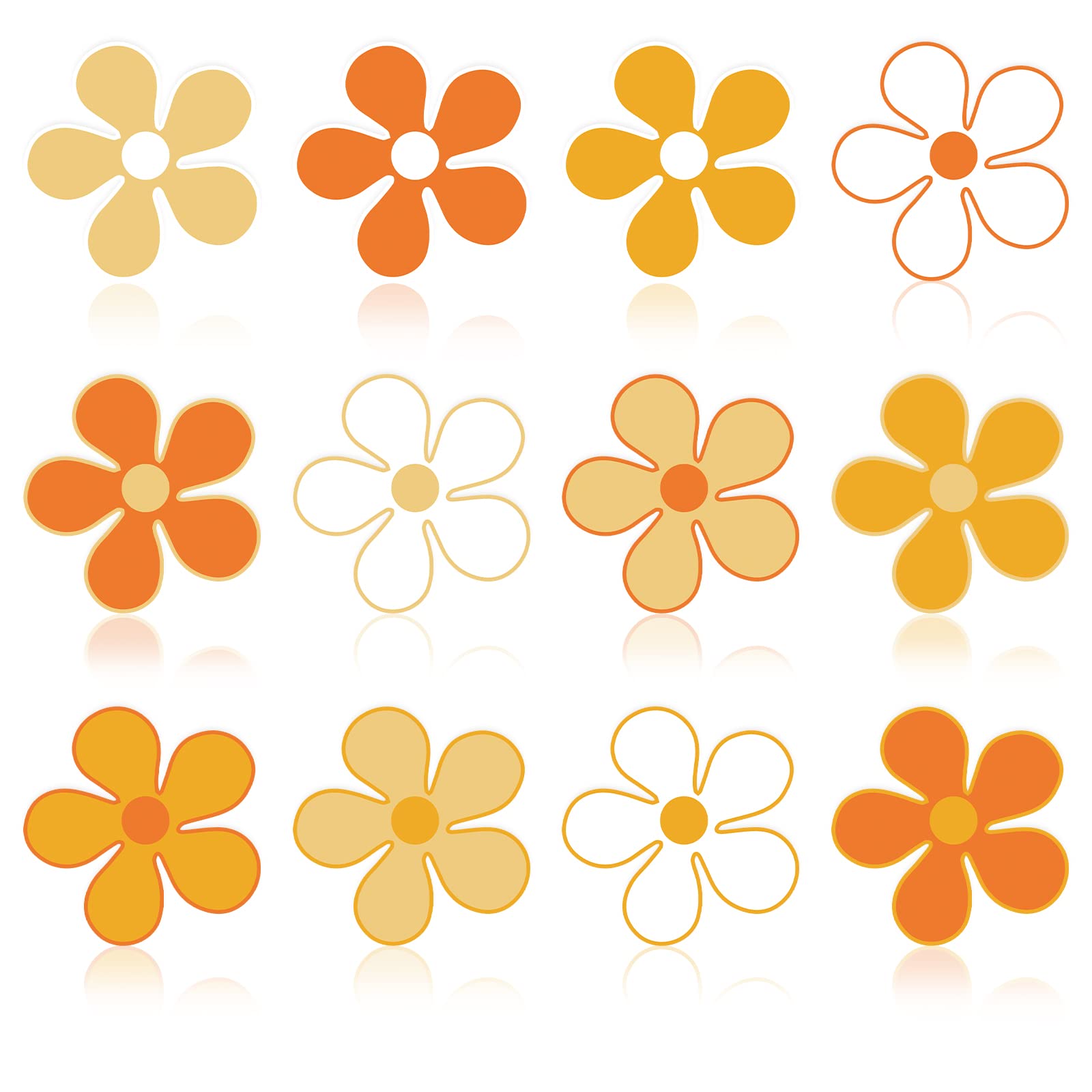 Colarr 60 Pcs Daisy Flower Cutouts with 100 Pcs Glue Points Groovy ...