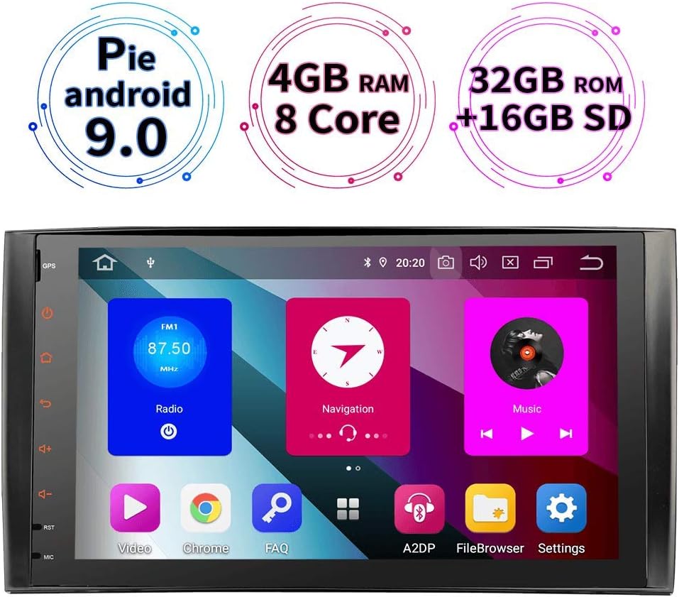 9" Android 9.0 4GB RAM + 48GB Speichern 8 Kern Autoradio GPS für ...