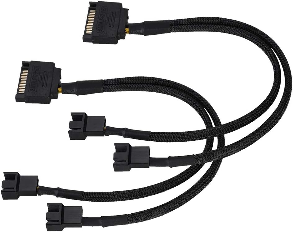 SATA Cooling Fan Adapter Cable,2-Way Converter 22AWG Cable,SATA 15Pin ...