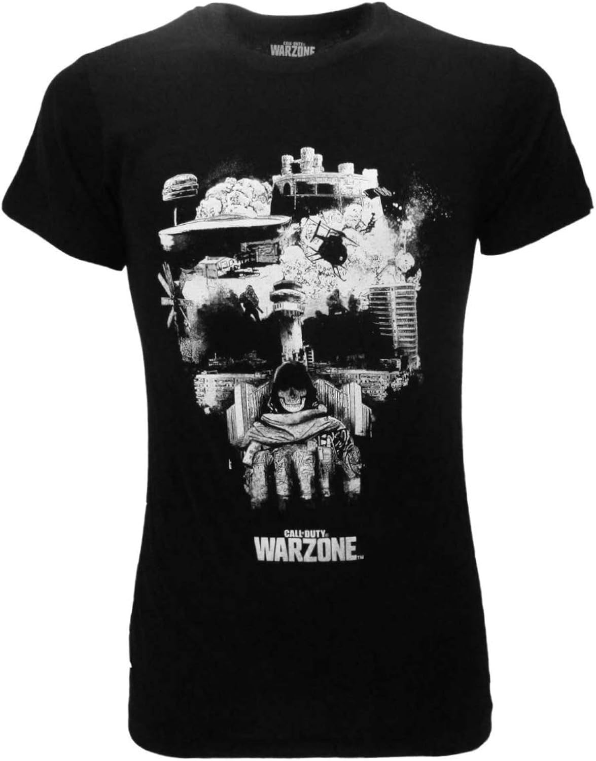 Fashion UK T-Shirt Call of Duty Warzone Skull Skull WZ Original Black ...