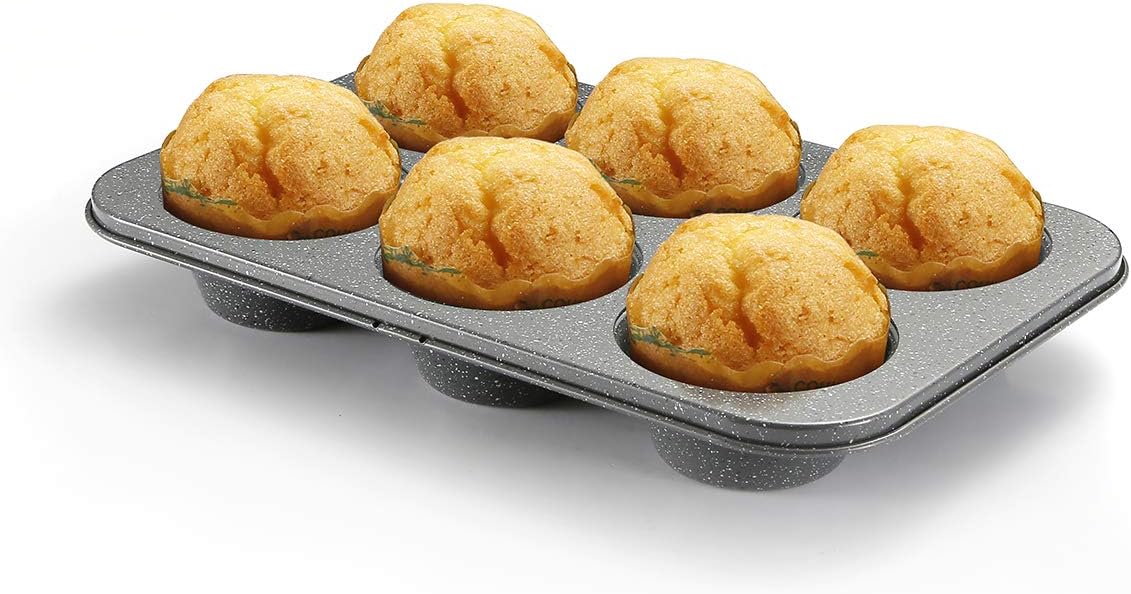 MONFISH Jumbo Muffin tin 6 Cup Muffin Mold Cupcake pan Non Stick Black ...